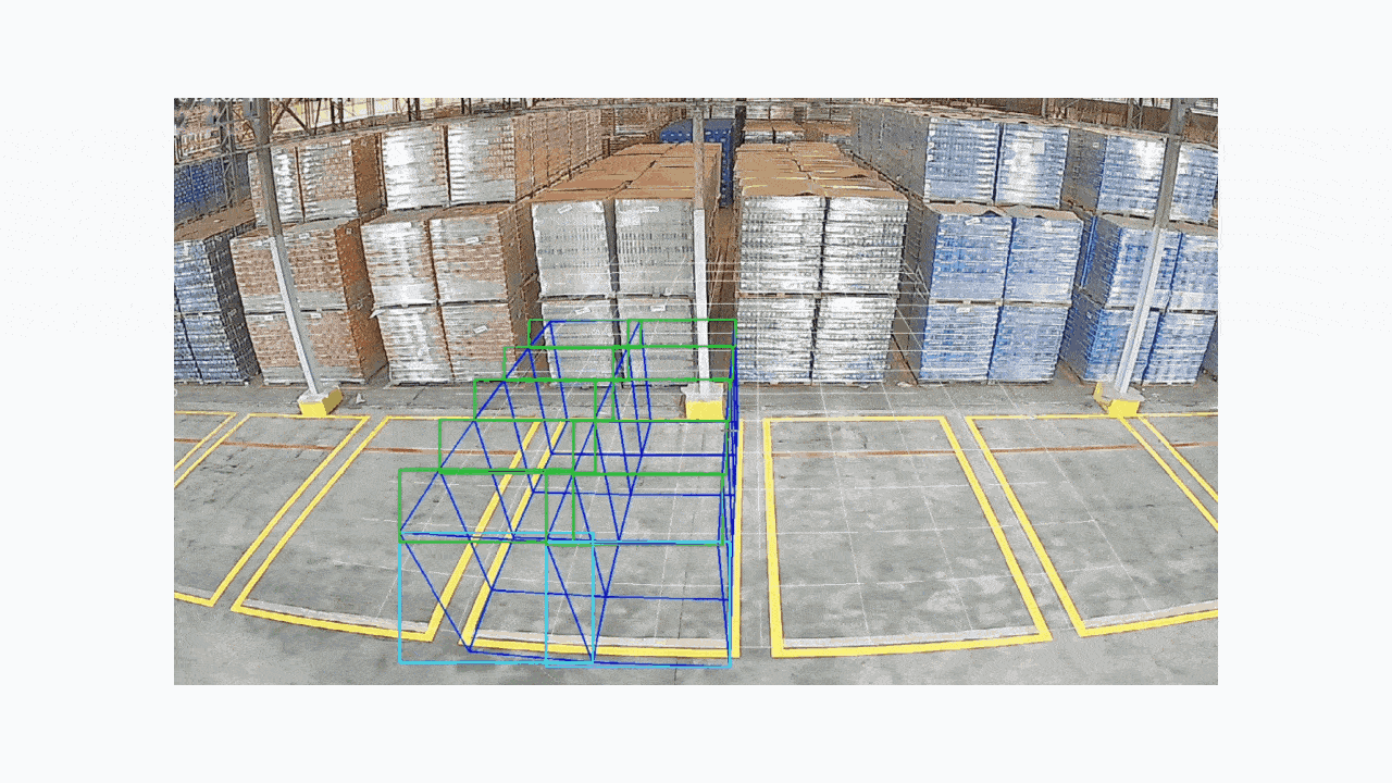 Warehouse surveillance cameras monitoring inventory